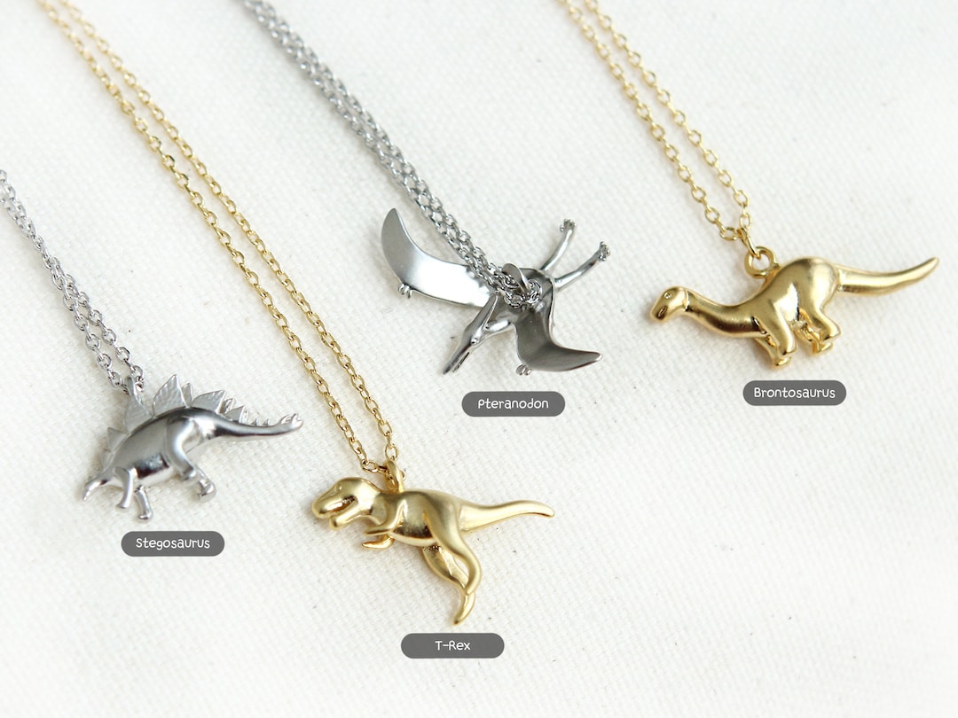Dinosaur Charm Necklace, T-rex, Stegosaurus, Brontosaurus, Pteranodon ...
