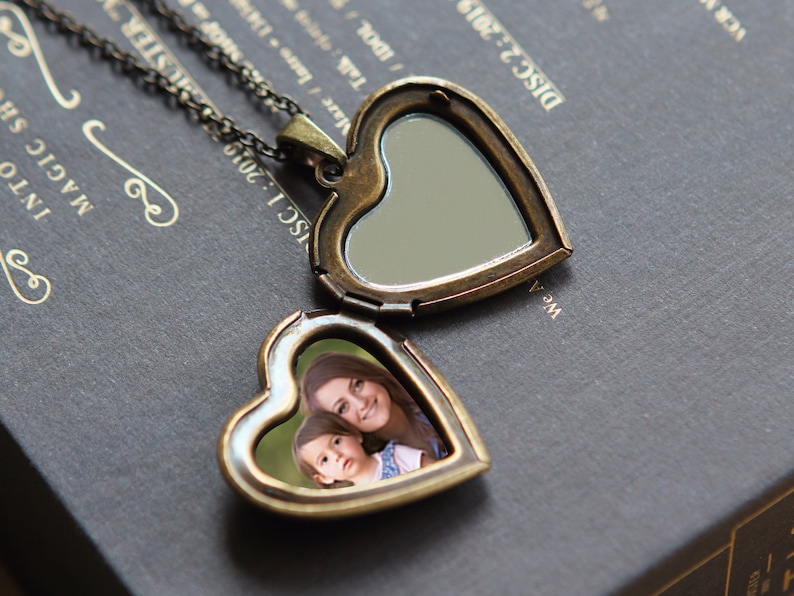 Mirror Vintage Rose Heart Locket Necklace Mirror Locket - Etsy