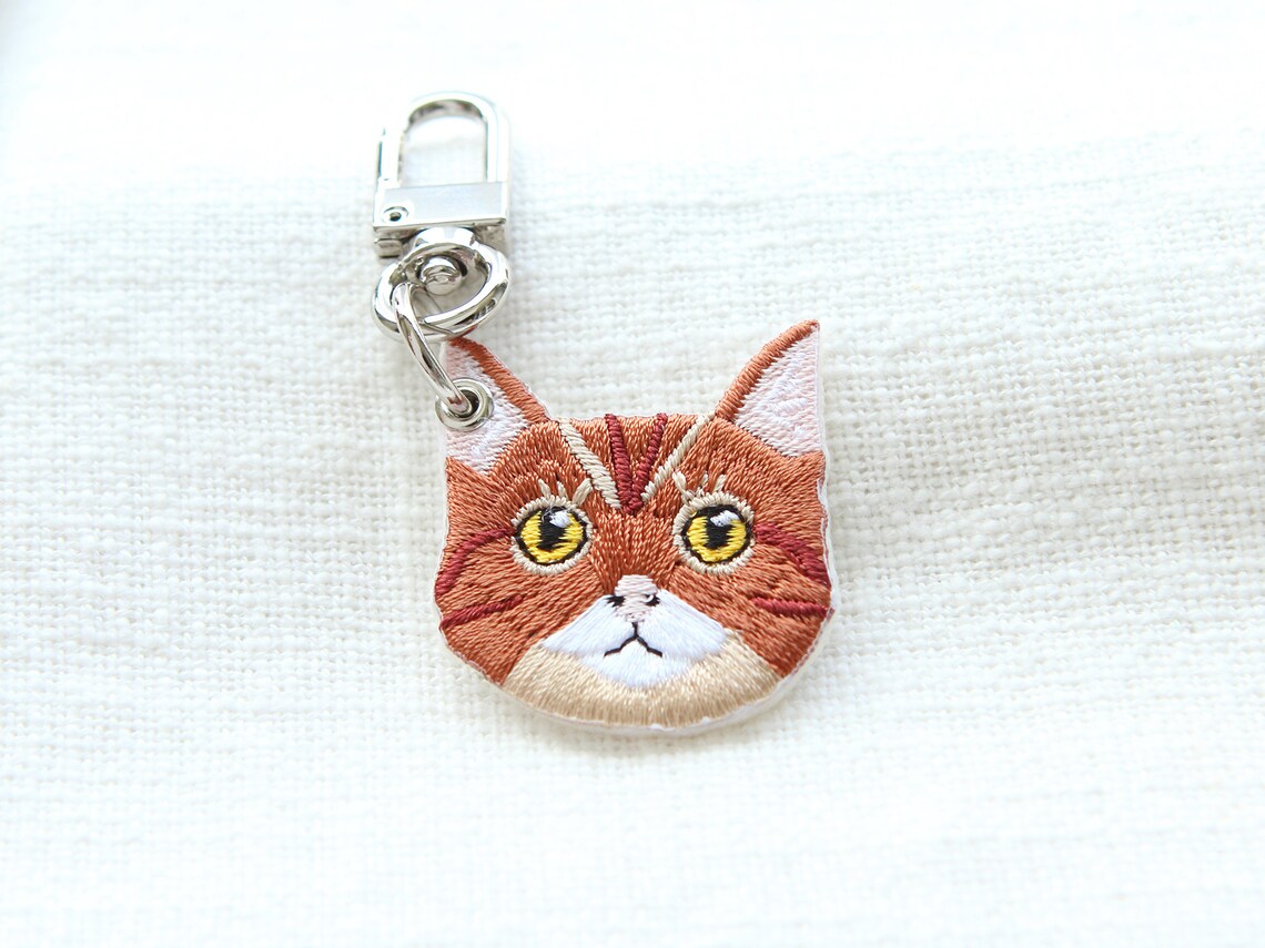 Cute Cat Key Ring Kitten Embroidery Patch Key Ring - Etsy