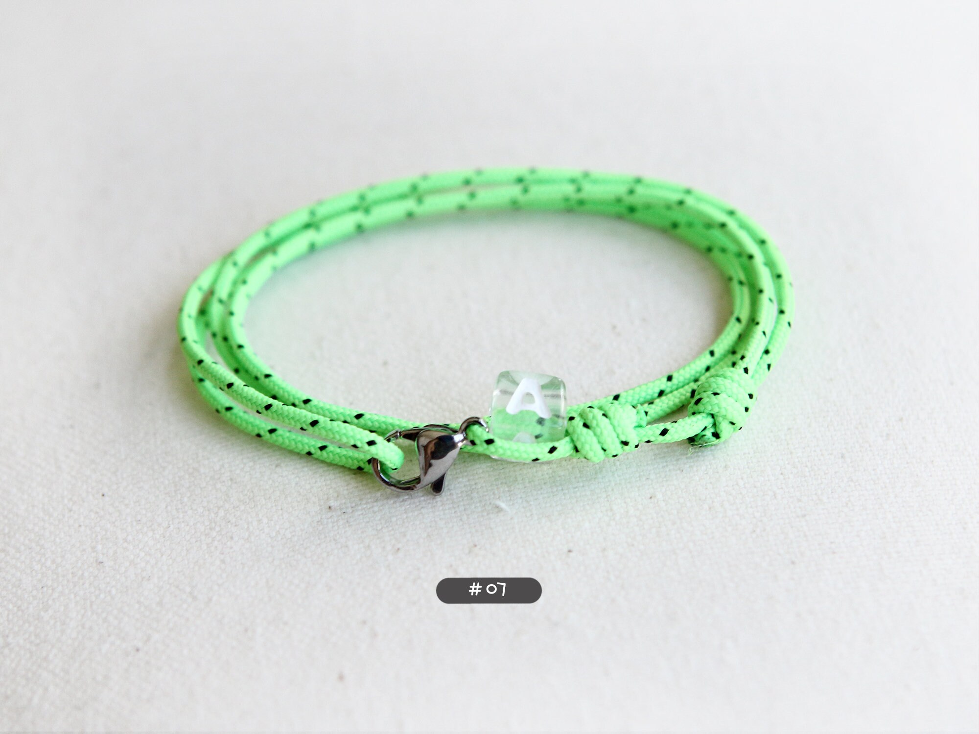 Cube Initial Simple String Bracelet in Polka Dot Cord String - Etsy