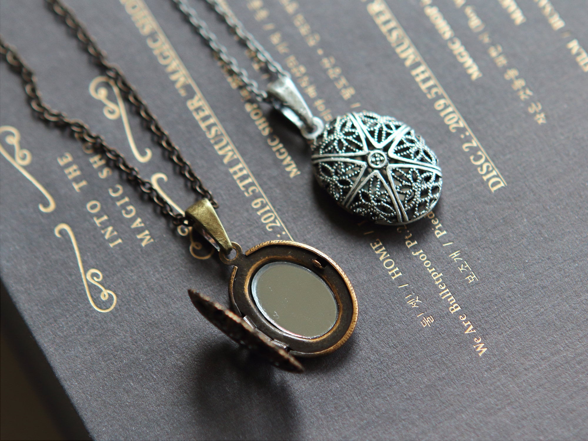 Mirror Mini Filigree Oval Locket Necklace Locket Necklace - Etsy