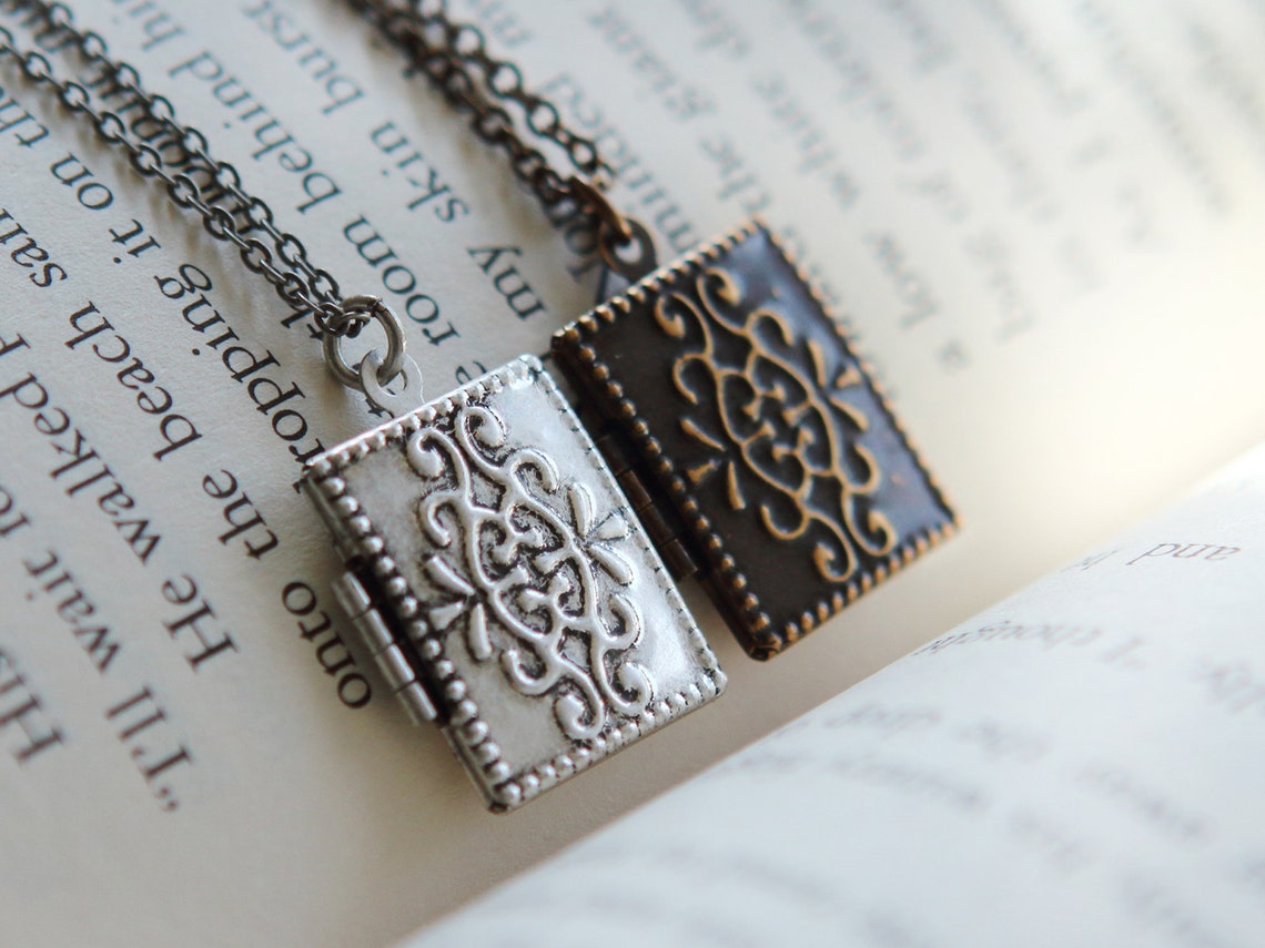 Antique Book Locket Necklace Book Student Gift Locket - Etsy