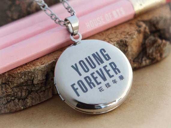 BTS Young Forever Inspired Circle Locket Necklace Engraved | Etsy