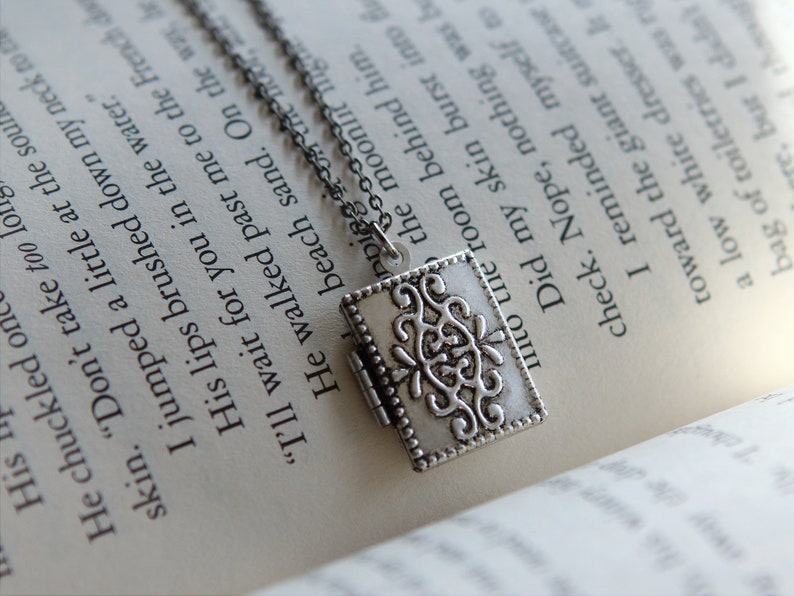 Antique Book Locket Necklace Book Student Gift Locket - Etsy