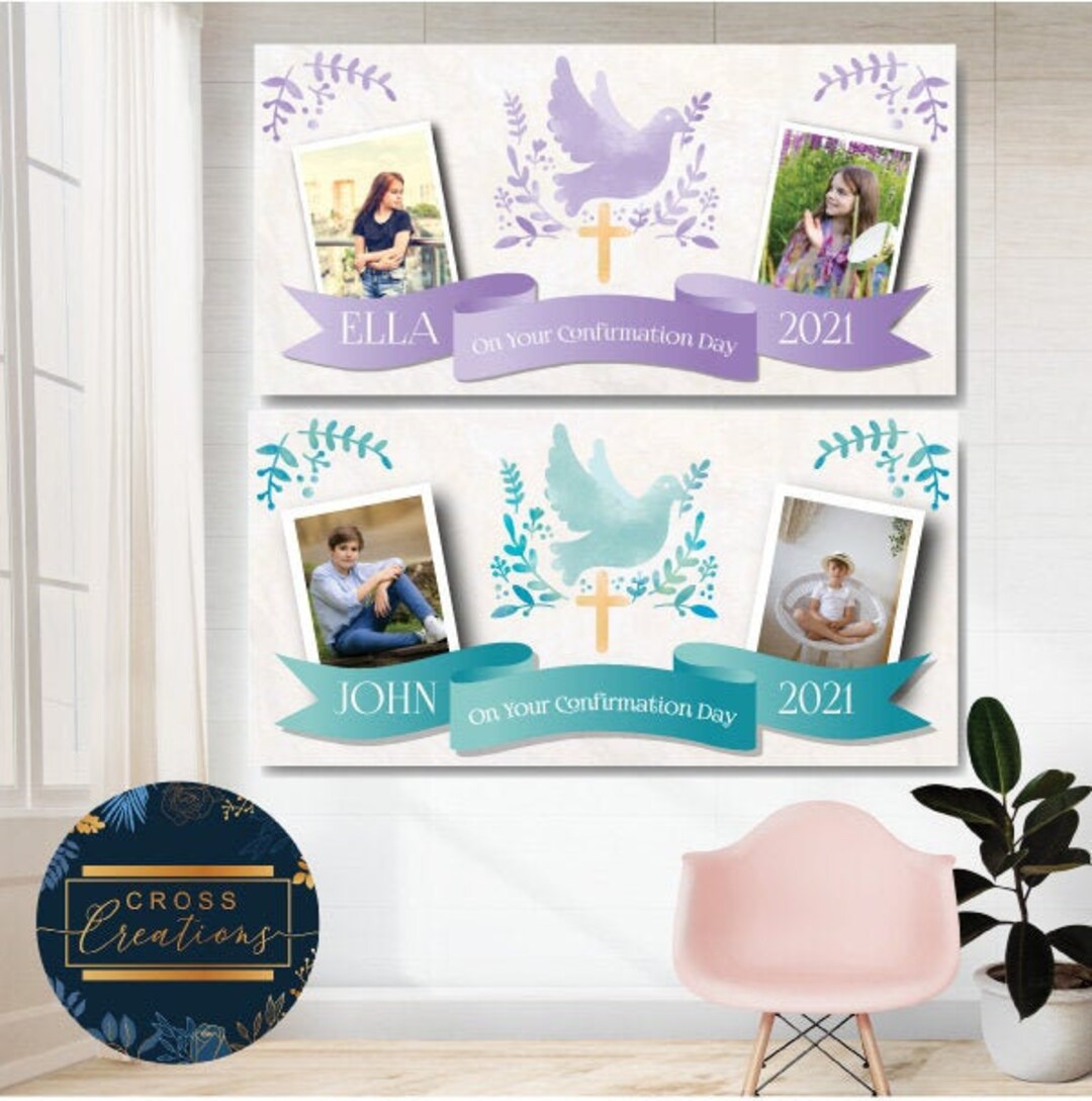 Personalised Confirmation Banner, Custom Name Banner, Holy Communion ...