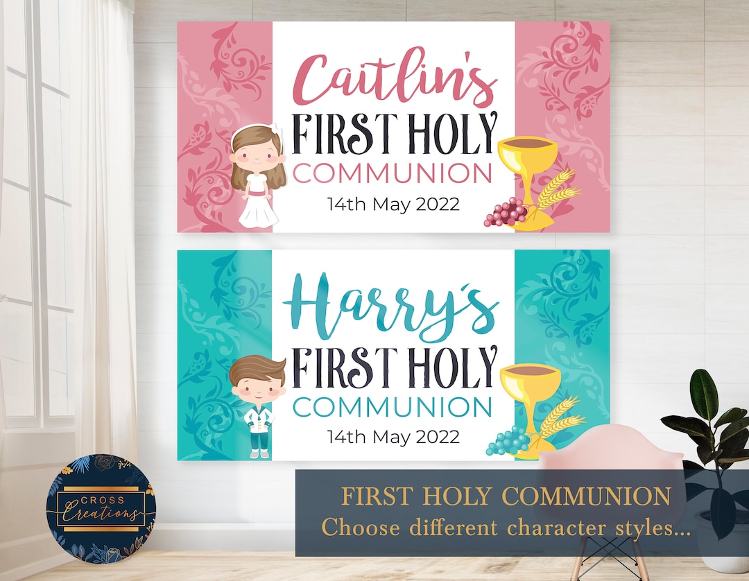 Personalised First Holy Communion Banner, Custom First Holy Communion ...