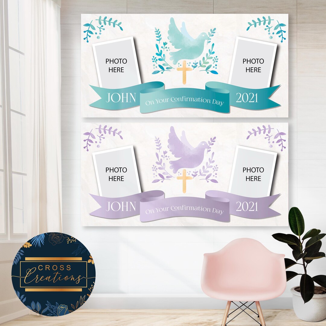Personalised Confirmation Banner, Custom Name Banner, Holy Communion ...