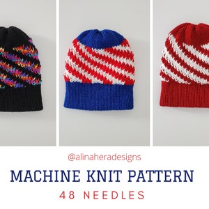 Fair Isle Swirl Hat Machine Knit Pattern for 48 Needles | Mommy and Me ...