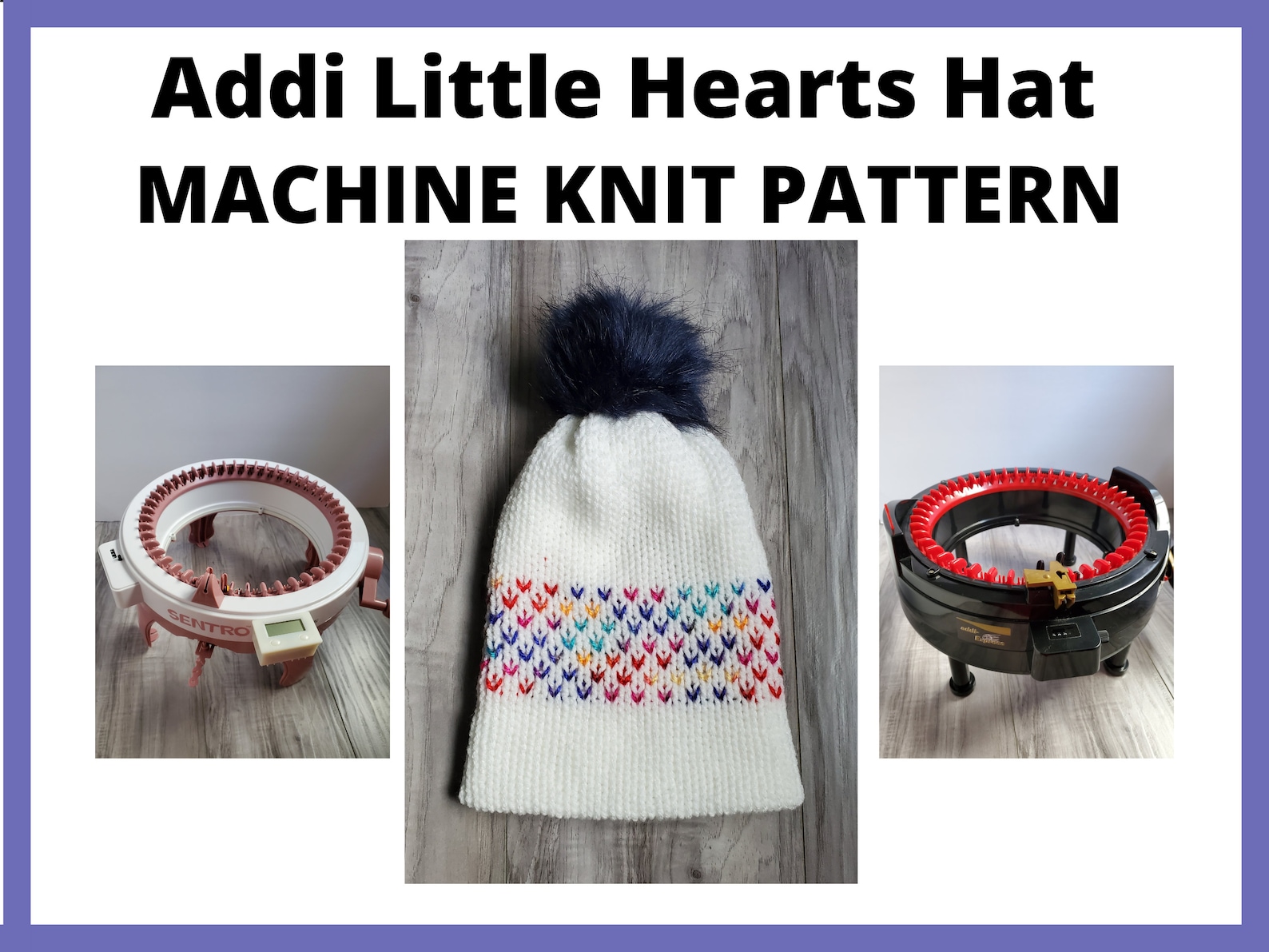 Addi Little Hearts Hat Machine Knit PATTERN Adult Child - Etsy