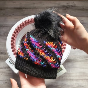 Fair Isle Swirl Hat Machine Knit Pattern for 48 Needles | Mommy and Me ...
