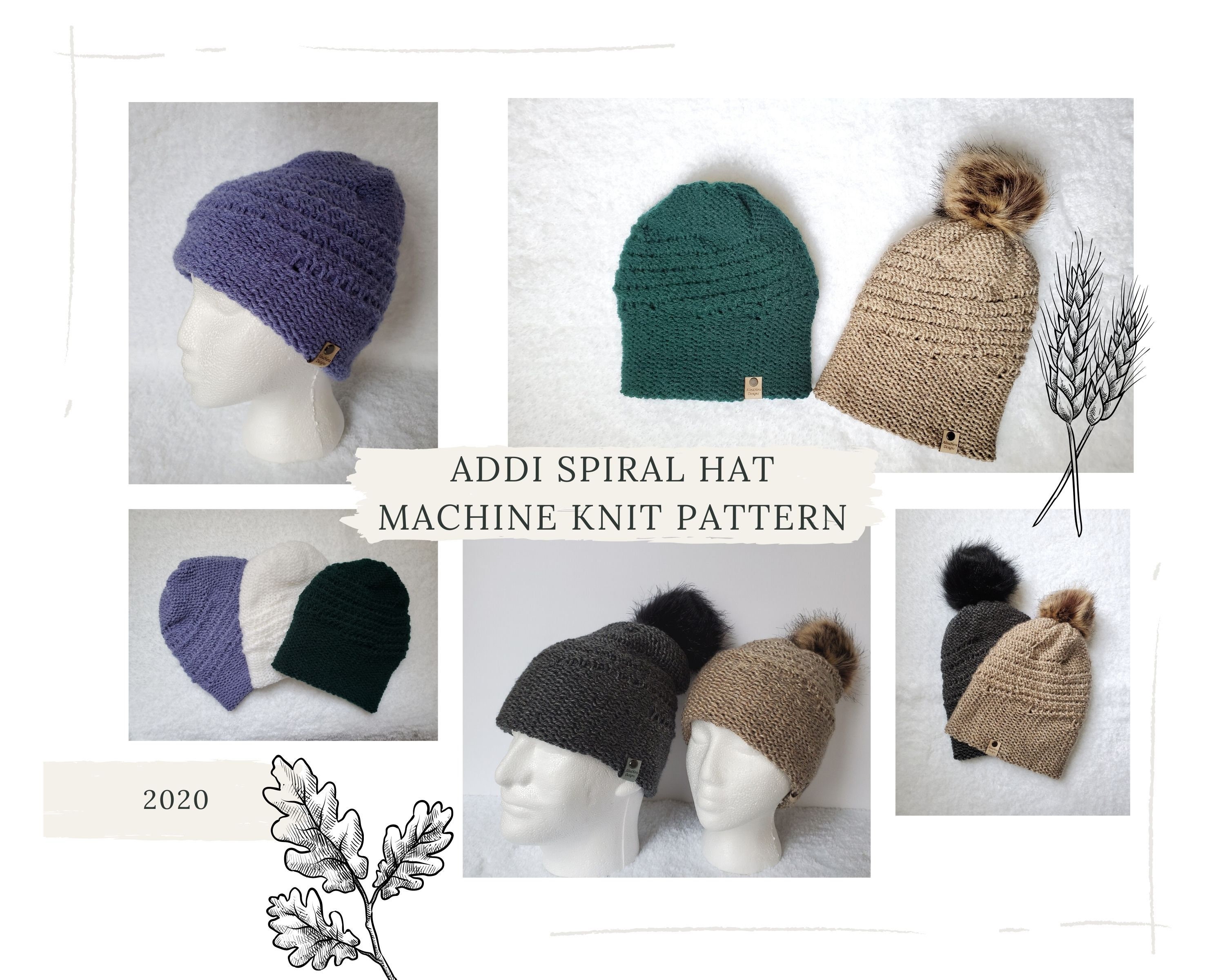 Machine Knit Pattern! Addi Spiral Hat Machine Knit Pattern/ Knitting ...