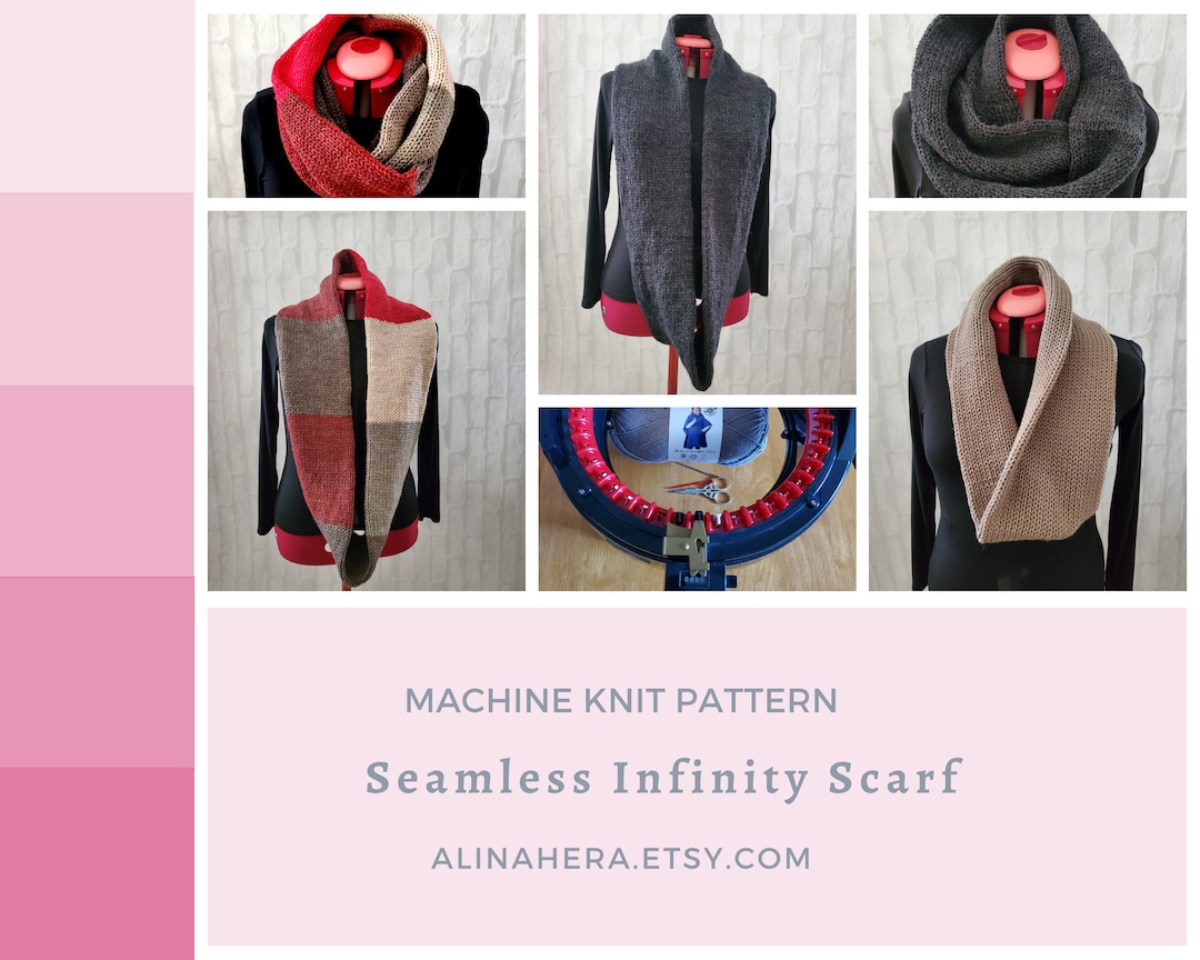 Seamless Infinity Scarf Machine Knit PATTERN / Sentro, Addi Circular ...