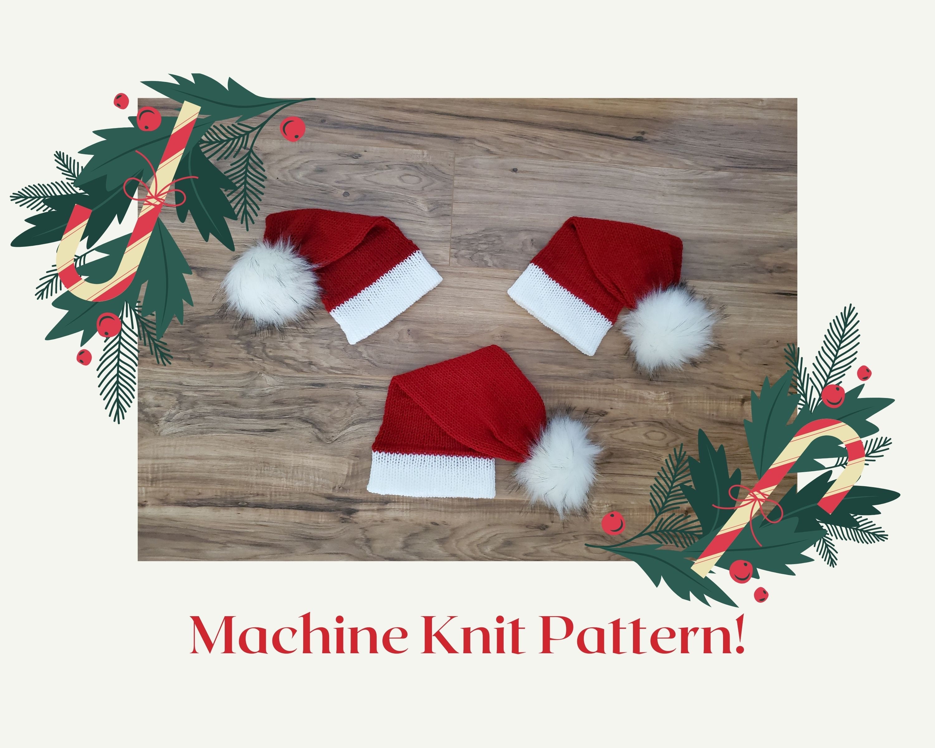 Santa Hat Machine Knit PATTERN / Addi Santa Hat Knitting Machine ...