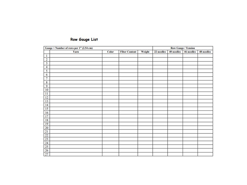 Printable Machine Knit Gauge Chart Knitting Gauge Chart - Etsy