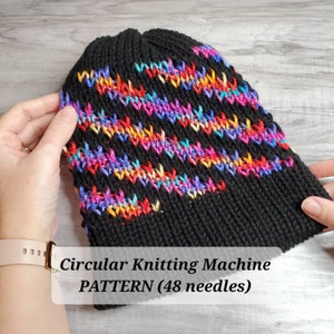 Fair Isle Swirl Hat Machine Knit Pattern for 48 Needles | Mommy and Me ...