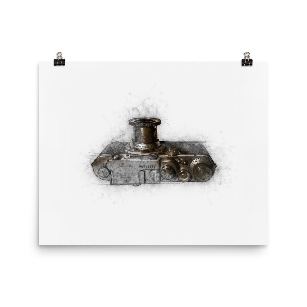 Retro Leica Camera Drawing Poster Print Vintage Camera Print for ...