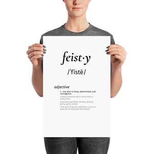 Feisty Word Definition Art Poster - Etsy