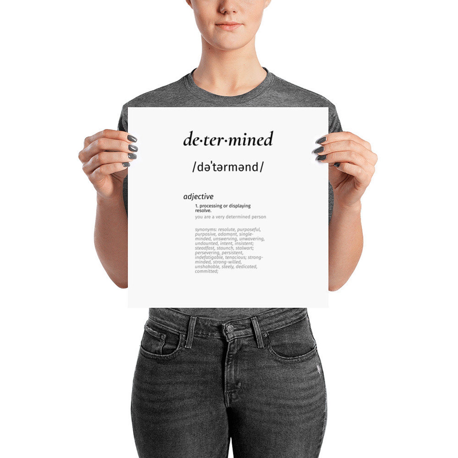 Determined Word Definition Art Print Etsy