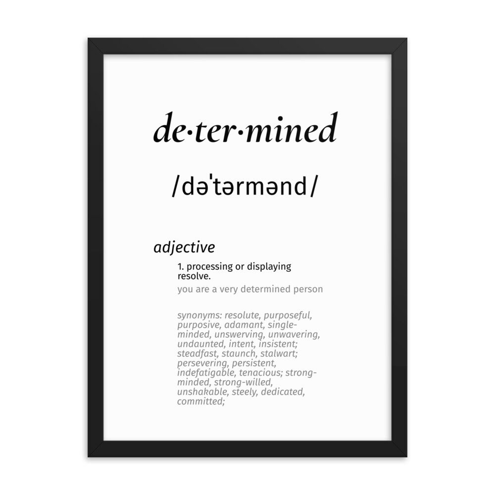 Framed Determined Definition Word Art Wall Art | Etsy New Zealand