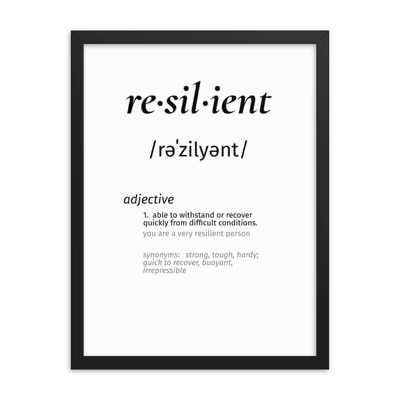 Framed Resilient Definition Word Art, Inspirational Wall Art ...