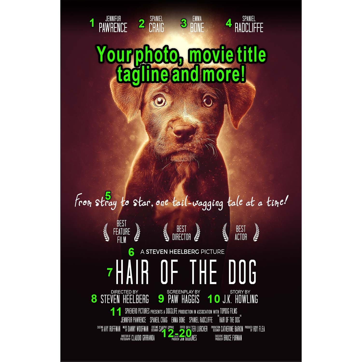 CUSTOM Movie Poster Print | Your Dog or Pet as a Movie Hero | 24x36 or ...