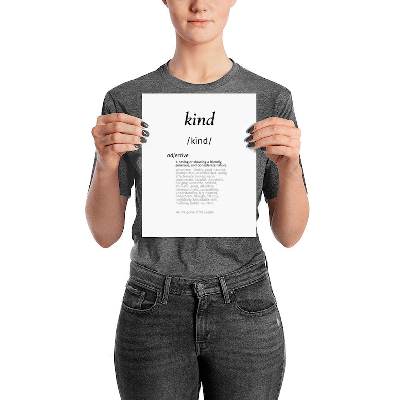 Kind Word Definition Art Poster, Kind Quote, Inspirational Poster, - Etsy