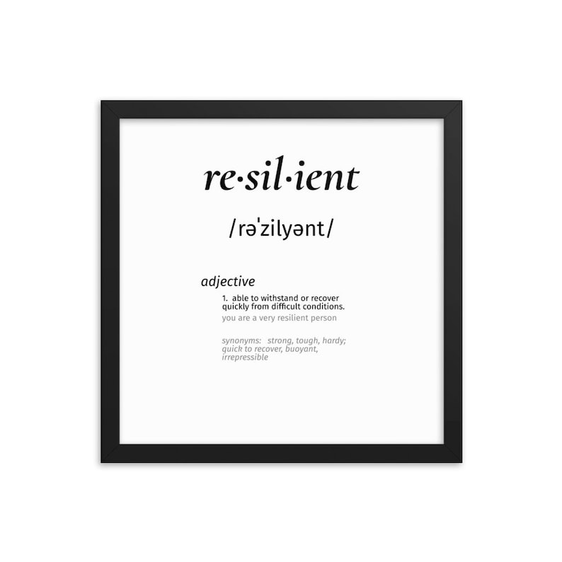 Framed Resilient Definition Word Art, Inspirational Wall Art ...