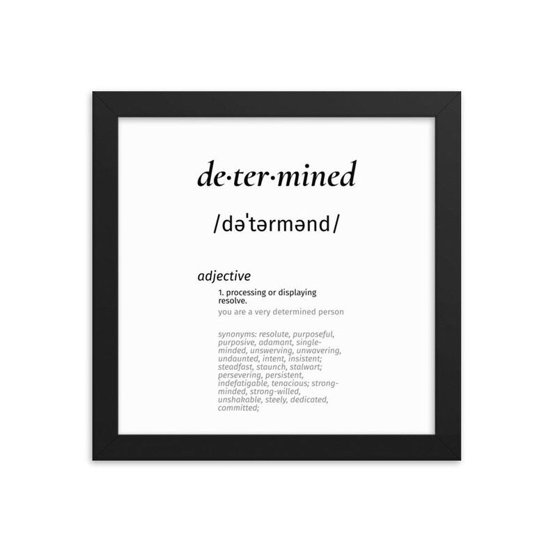 Framed Determined Definition Word Art | Wall Art | Inspirational Framed ...