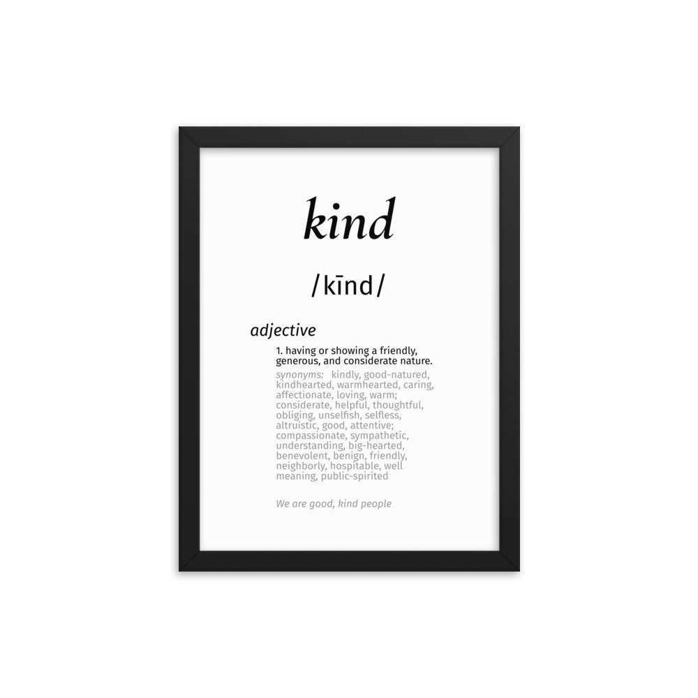 Framed Kind Definition Word Art | Wall Art | Framed Print ...