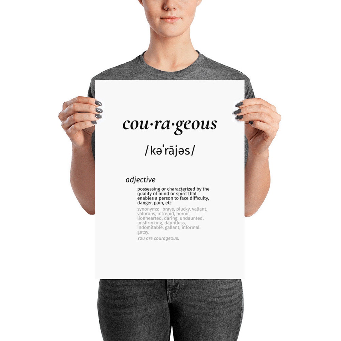 Courageous Word Definition Art Poster - Etsy