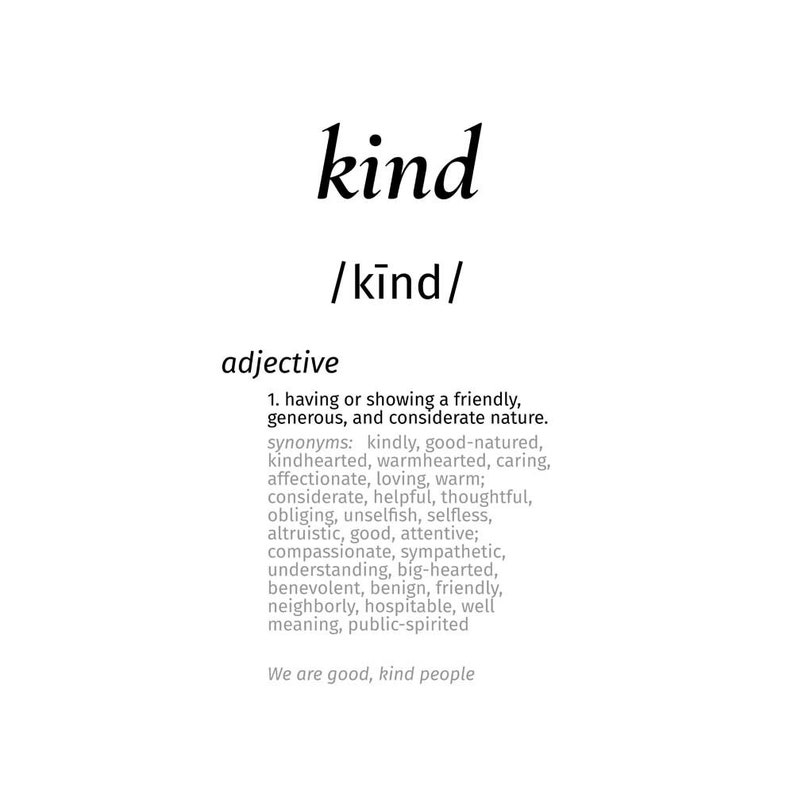 Kind Word Definition Art Poster, Kind Quote, Inspirational Poster, - Etsy