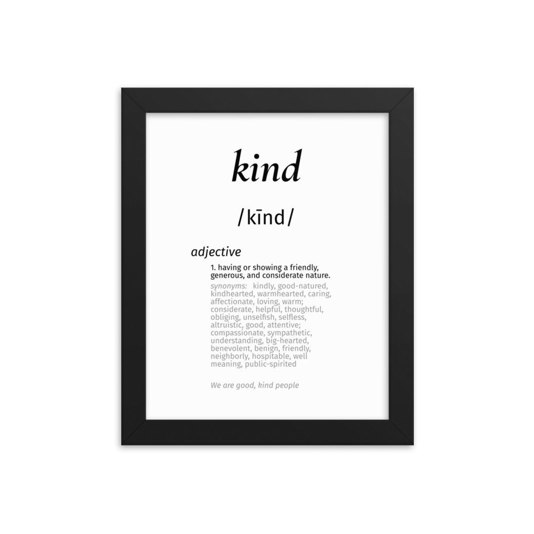 Framed Kind Definition Word Art | Wall Art | Framed Print ...