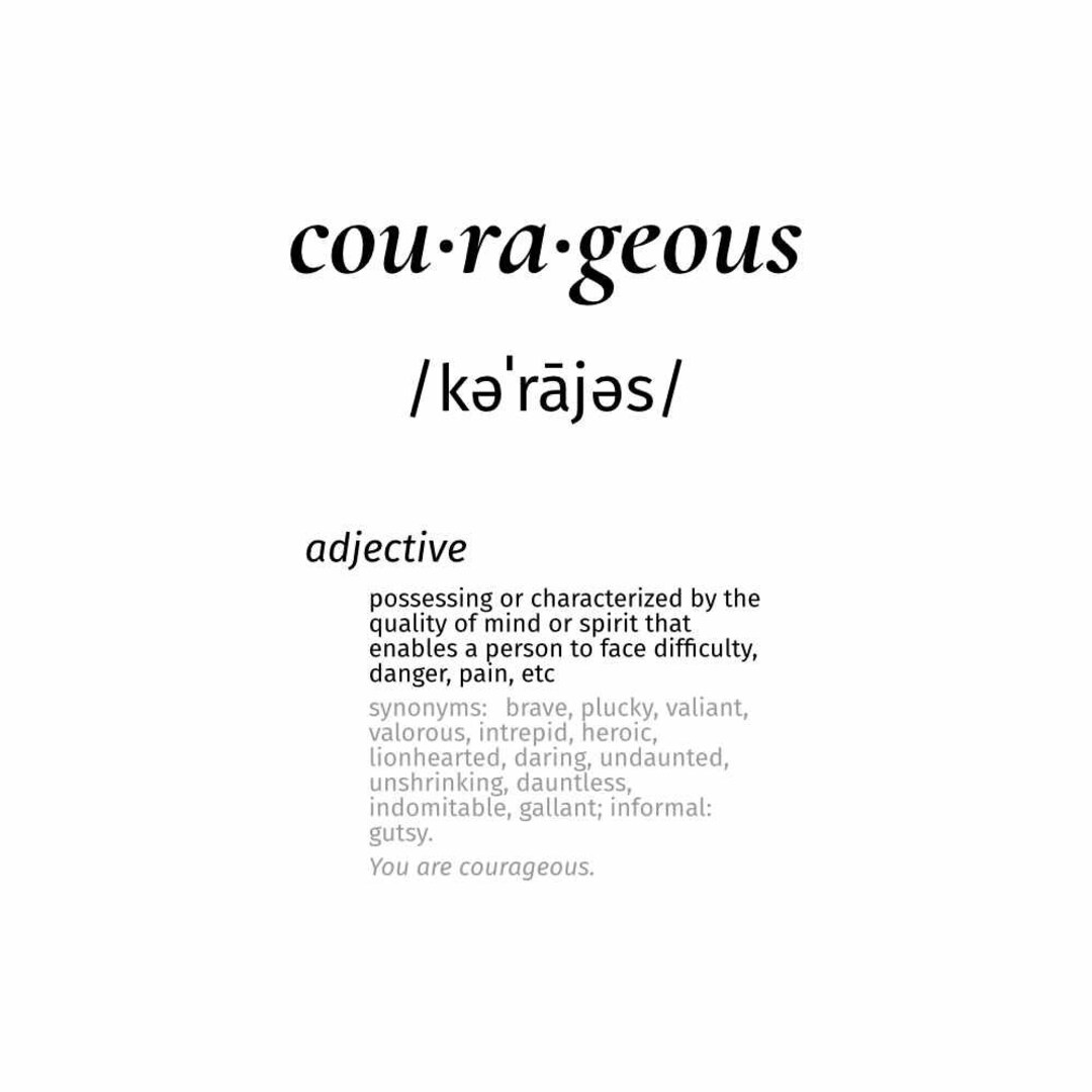 Courageous Word Definition Art Poster - Etsy