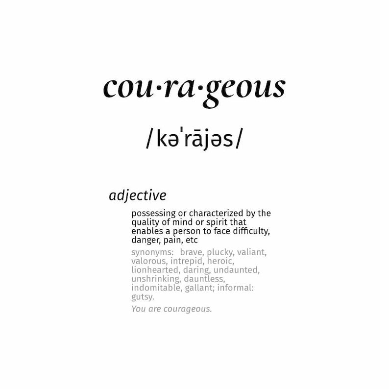 Courageous Word Definition Art Poster - Etsy