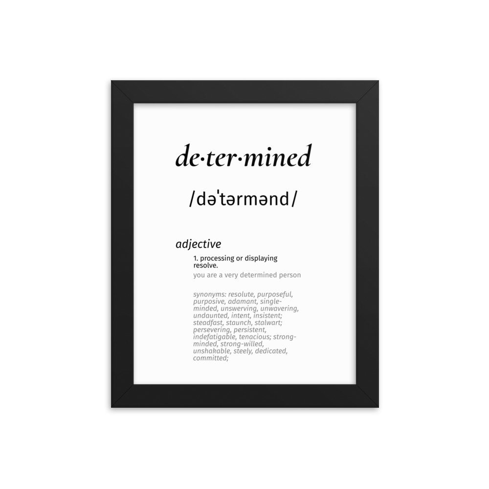Framed Determined Definition Word Art | Wall Art | Inspirational Framed ...