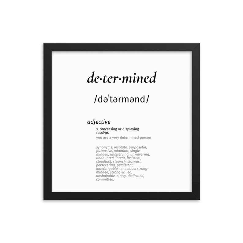 Framed Determined Definition Word Art | Wall Art | Inspirational Framed ...