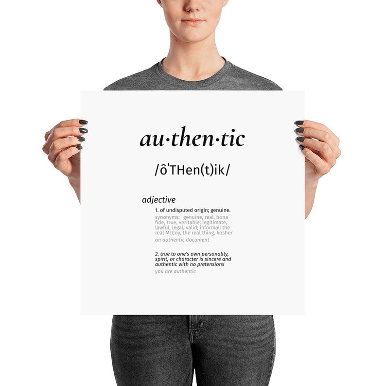 Authentic Word Definition Art Poster - Etsy