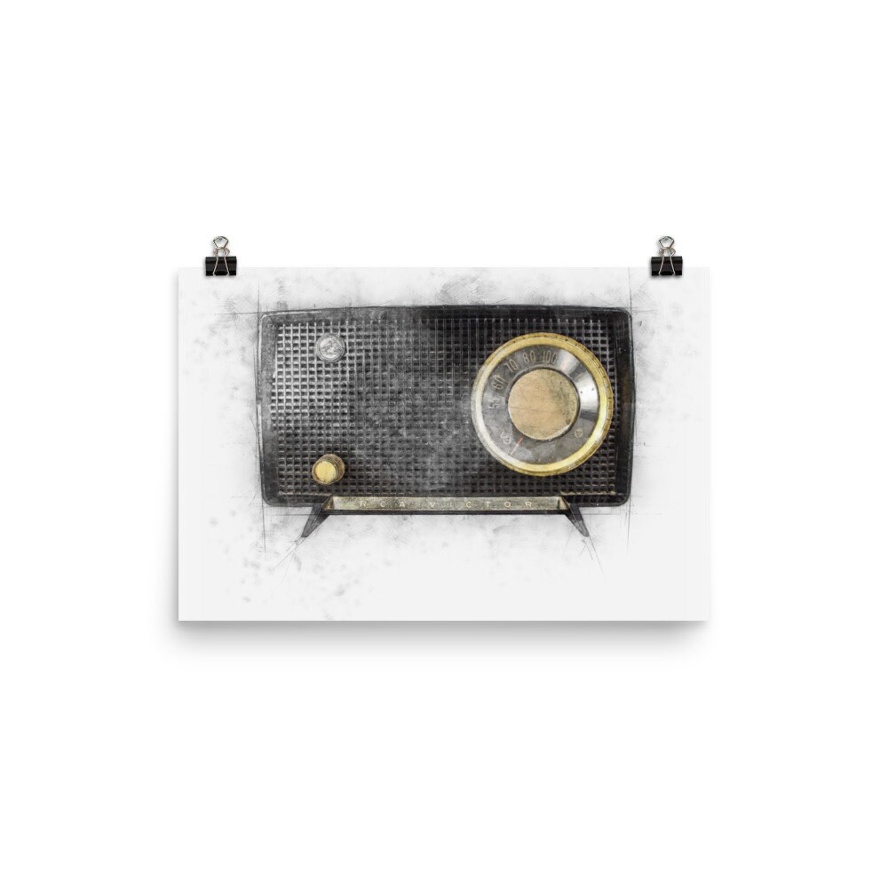 Retro Radio Drawing Print | 1950 Vacuum Tube RCA Victor AM Radio - Etsy