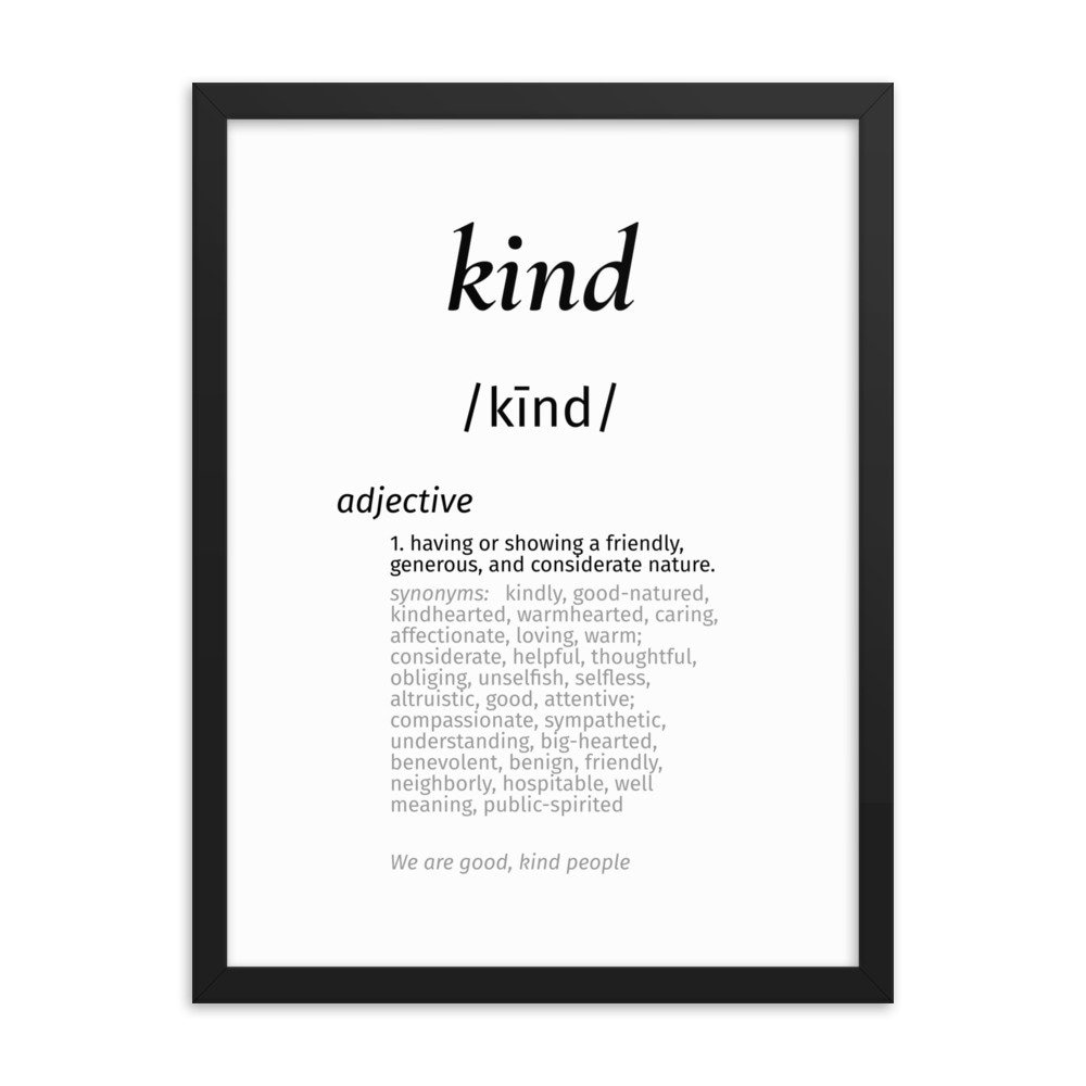 Framed Kind Definition Word Art Wall Art Framed Print - Etsy