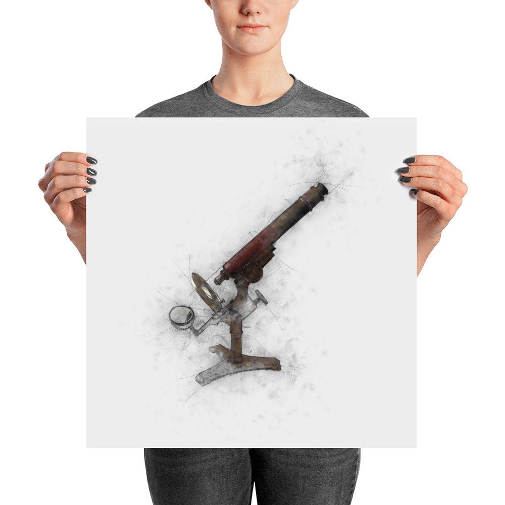 Vintage Microscope Drawing Print | Historical Antique Microscope Wall ...