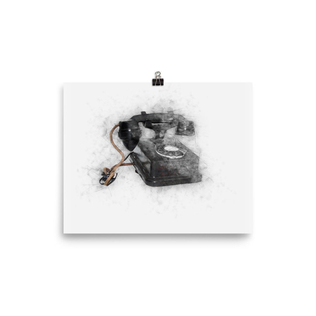Retro Telephone Drawing Print | Vintage Antique Chicago Rotary Dial ...