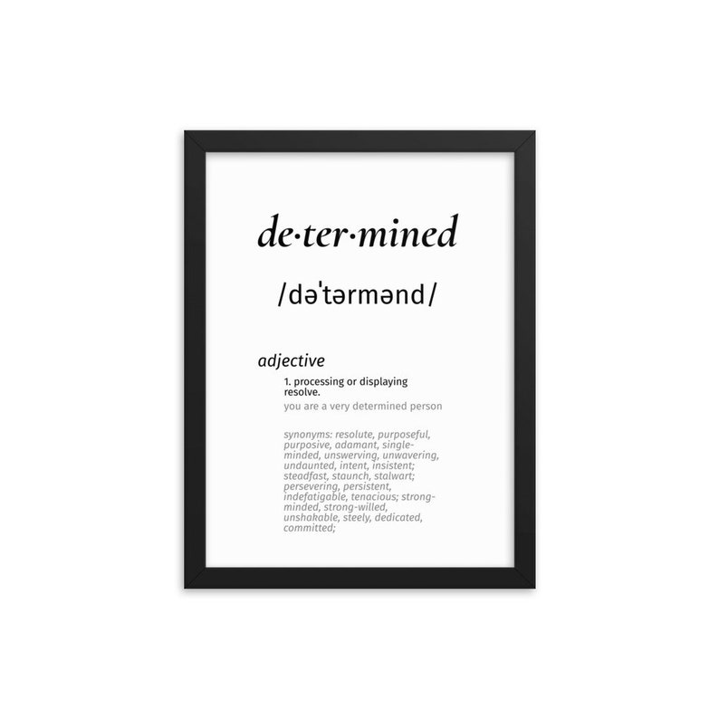 Framed Determined Definition Word Art | Wall Art | Inspirational Framed ...