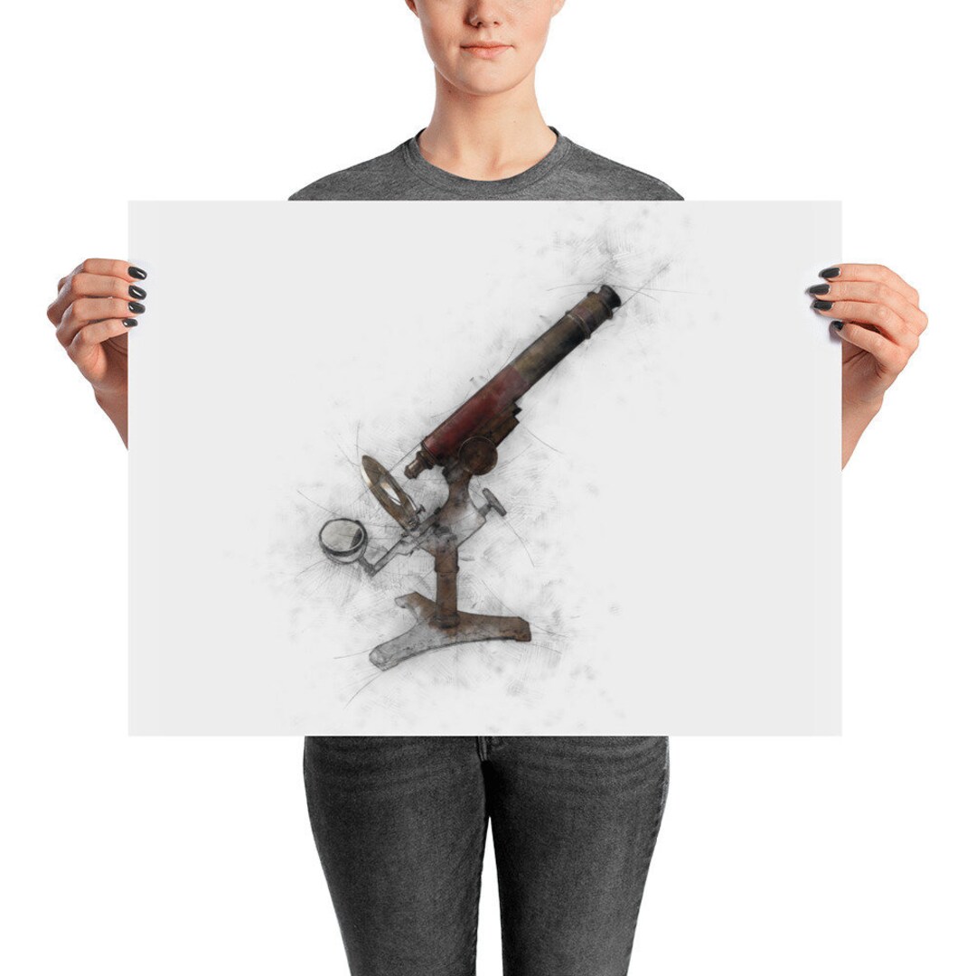 Vintage Microscope Drawing Print | Historical Antique Microscope Wall ...