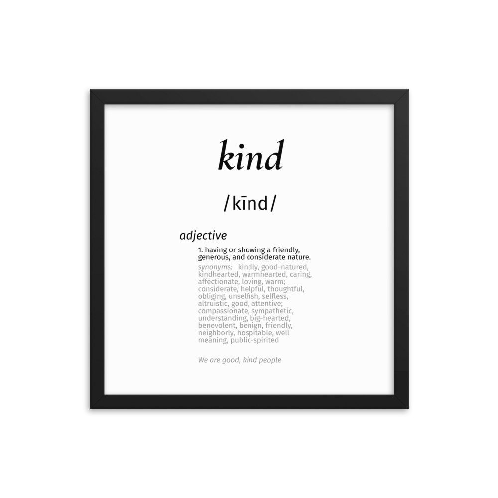 Framed Kind Definition Word Art Wall Art Framed Print - Etsy