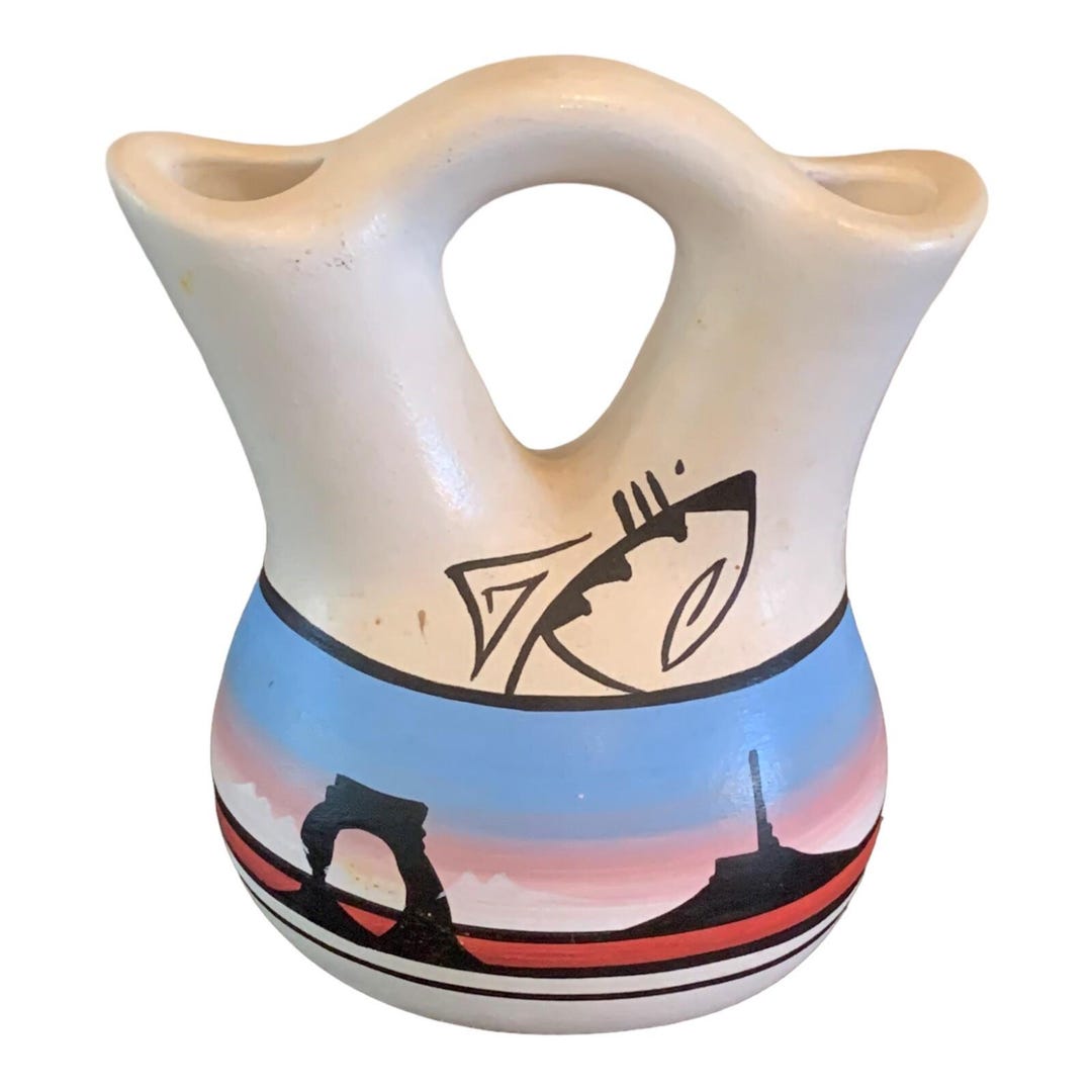 Yanito Navajo Signed Decorated Wedding Vase Native American Indian ...