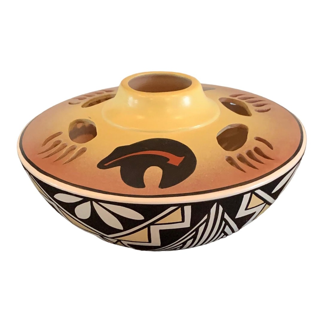 Native American Acoma Bear Claw Seed Pot Pottery by Loretta Joe - as Is ...