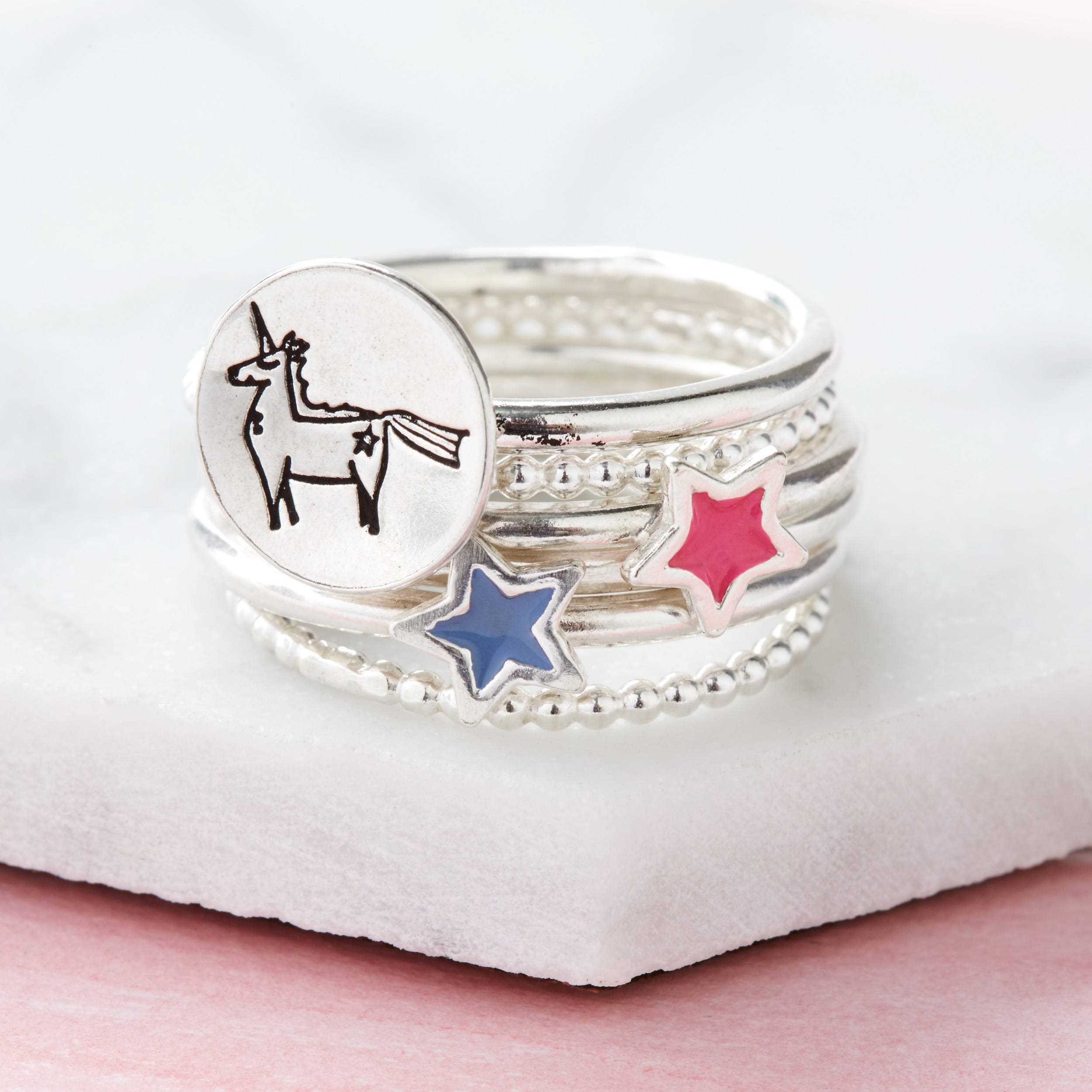 Unicorn Sterling Silver Dainty Stacking Ring - Etsy