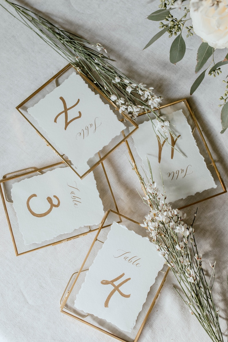 Gold Frame Table Numbers: Hand-lettered Wedding Signs - Etsy