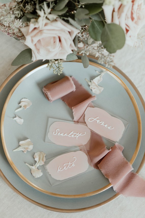 Acrylic Place Cards With Colored Background set of 12 - Etsy