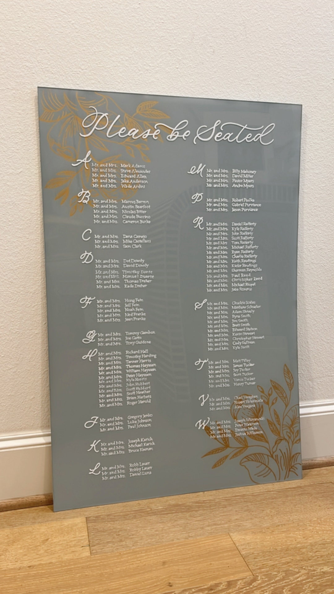 Hand-lettered Acrylic Seating Chart With Color Background - Etsy